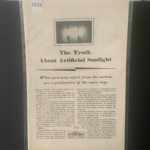 Accents | Vintage 1928 Eveready Truth About Artificial Sunlight Ad ...